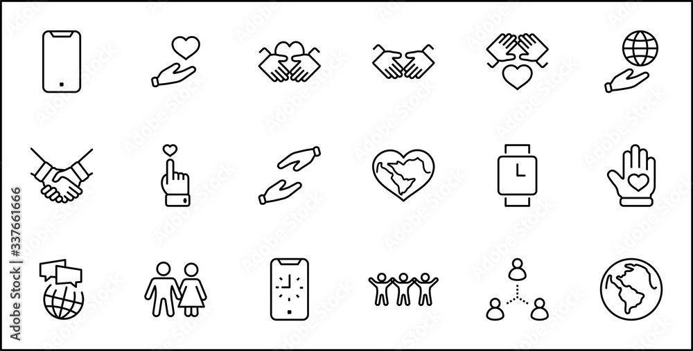 International Day of Human Solidarity Line Vector Icons Set. Contains ...