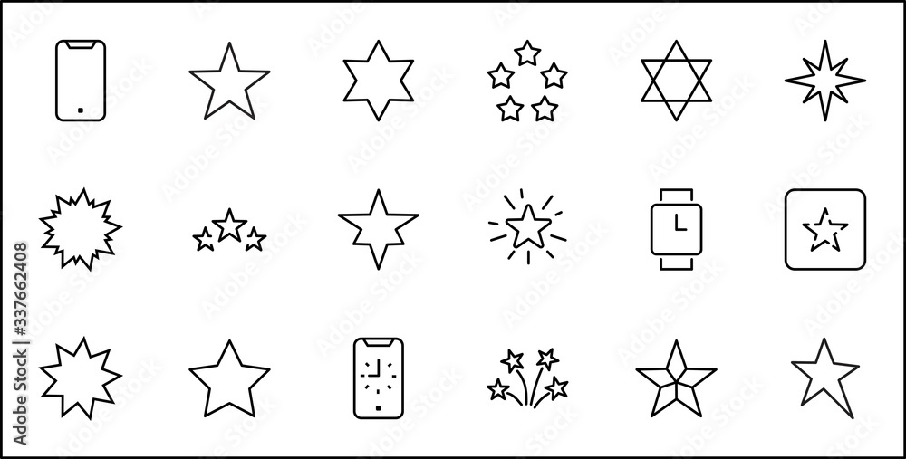 Set of Stars Vector Line Icons. Contains such Icons as Starry night ...