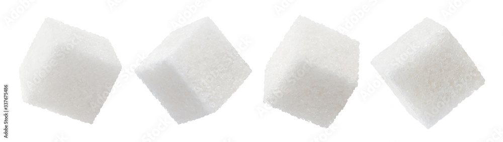 Set of white sugar cubes, isolated on white background Stock Photo ...