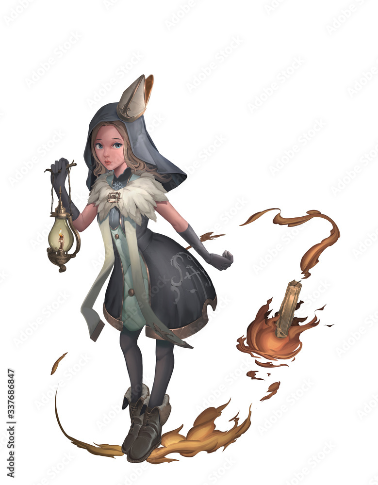 A cute digital illustration of fantasy female priest character design ...