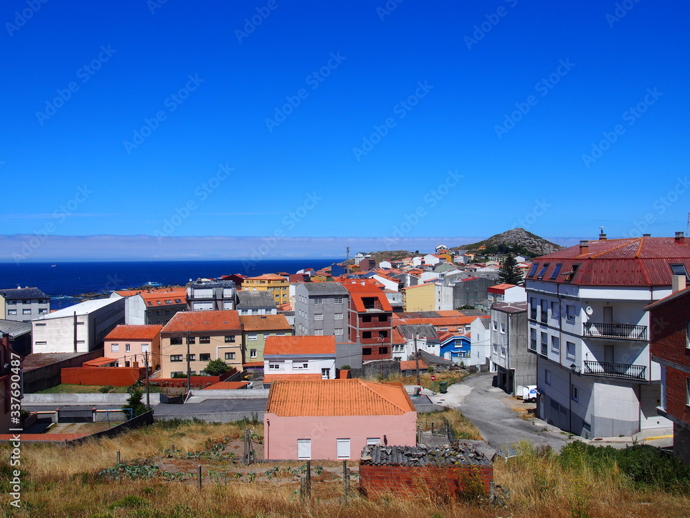 The town of Muxia with a view of the sea, Camino de Santiago, Way of St ...