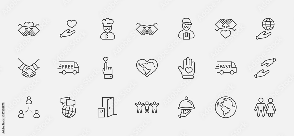 International Day of Human Solidarity Line Vector Icons Set. Contains ...