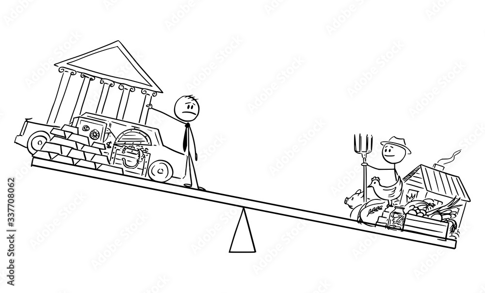 Vector cartoon stick figure drawing conceptual illustration of rich man ...