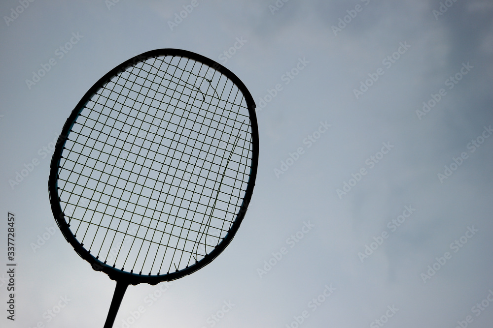 Broken Badminton Racket with Sky Background.Showing Concept of ...