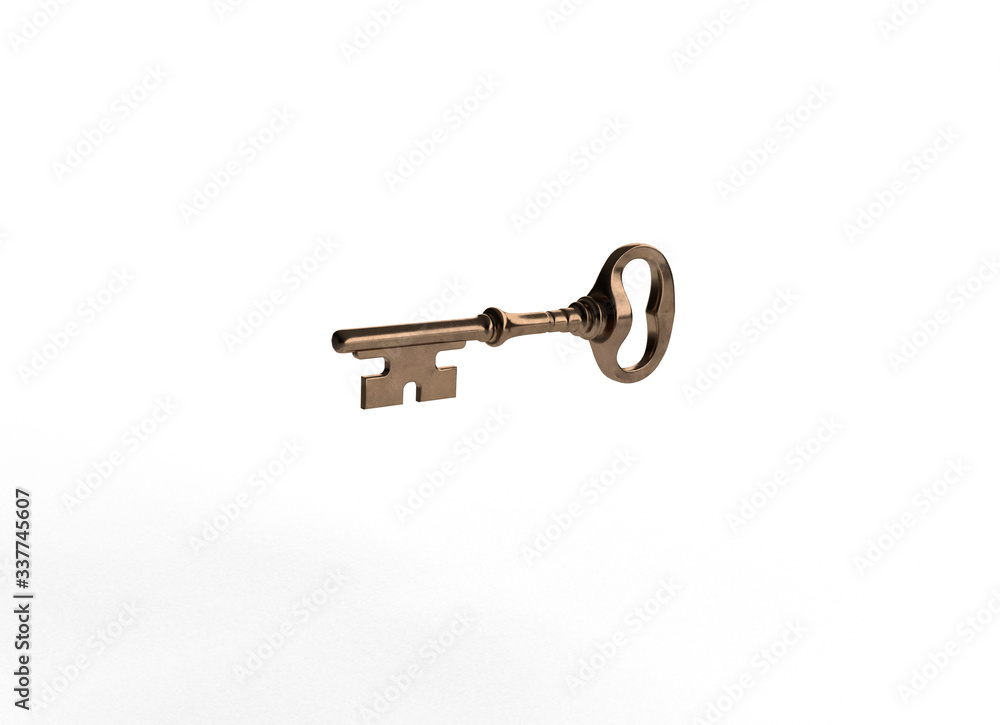 3d key modeling render, old key, ancient technology, mysterious lock ...