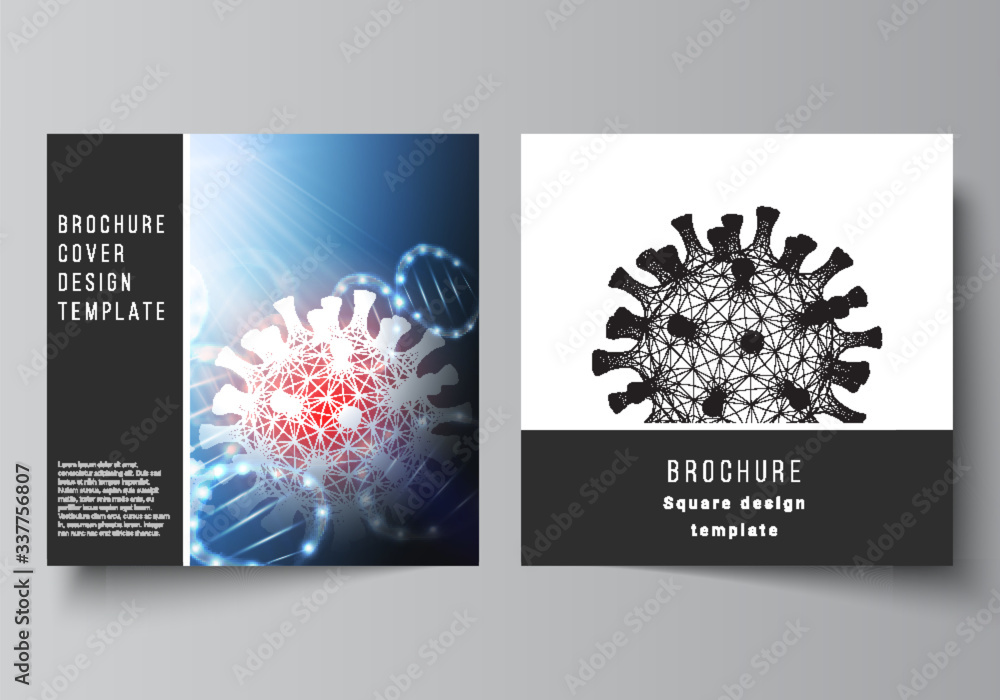 Vector layout of two square cover templates for brochure, magazine ...
