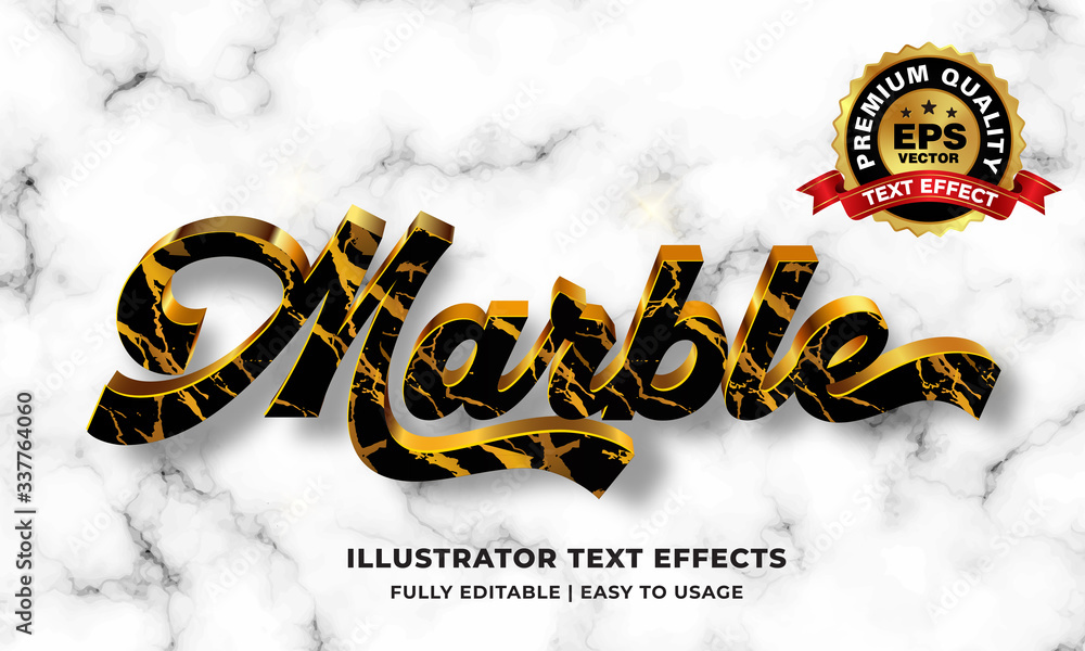 Gold Marble 3d Text Effect Stock Vector | Adobe Stock
