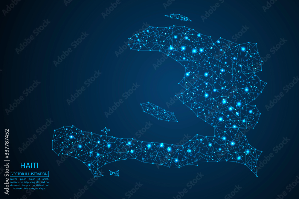 Vetor de A map of Haiti consisting of 3D triangles, lines, points, and ...