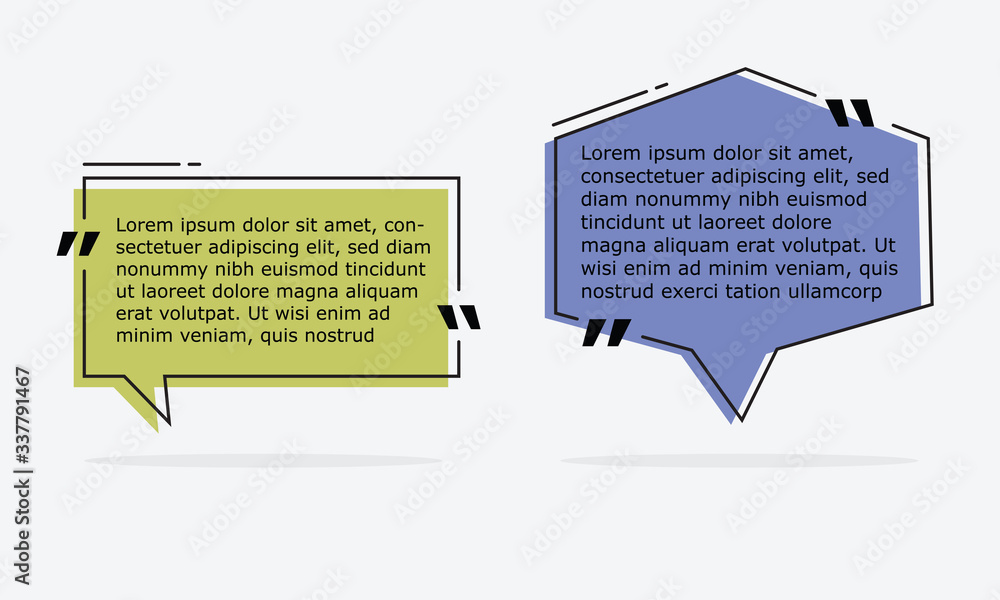 Text boxes frame and Speech box, Blank template quote text info design ...