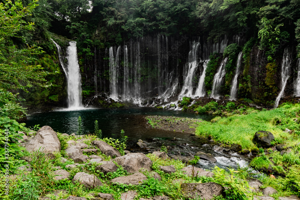 Shiraito Falls in Japan. Waterfall fed by Mount Fuji's spring water ...