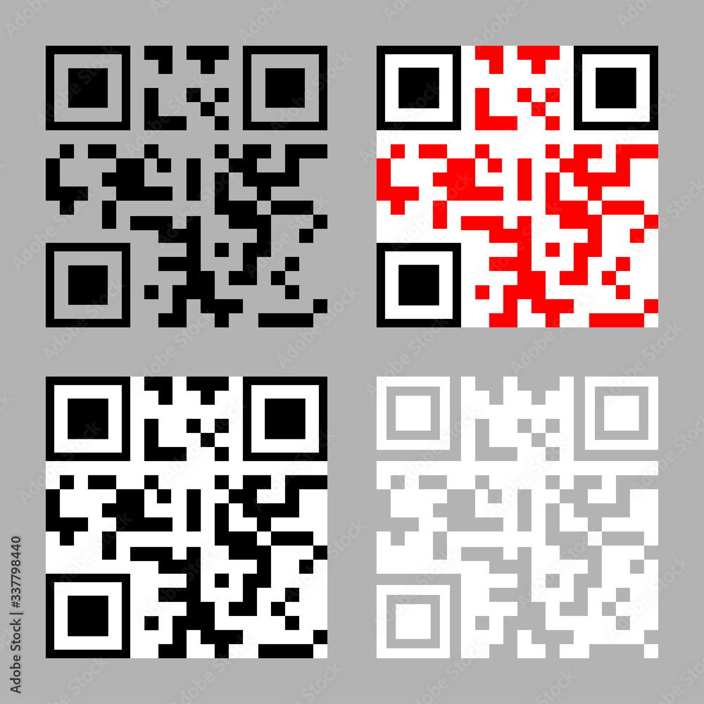 QR code icon. Set of QR-CODE symbols. The concept of encode, matrix ...
