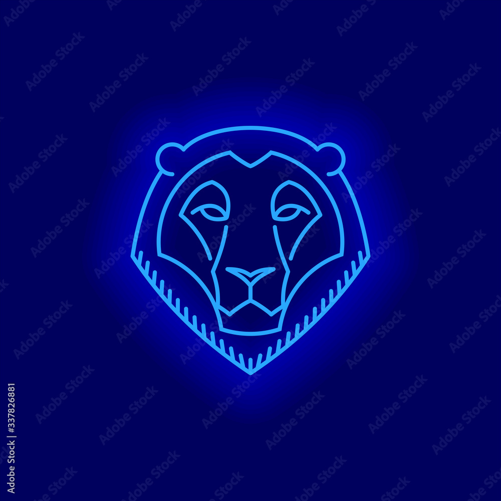 Leo star sign Lion astrological symbol, logo, emblem. Thin line ...