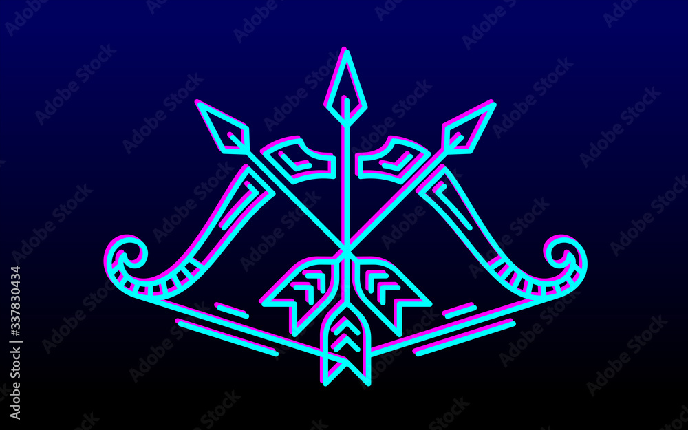 Vetor de Sagittarius star sign Bow and arrows astrological symbol, logo ...