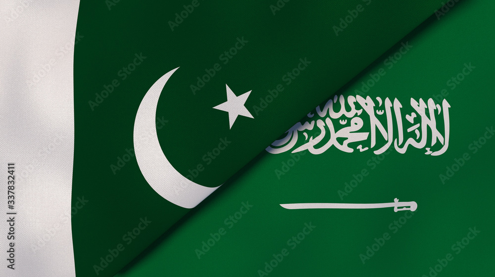 The flags of Pakistan and Saudi Arabia. News, reportage, business ...