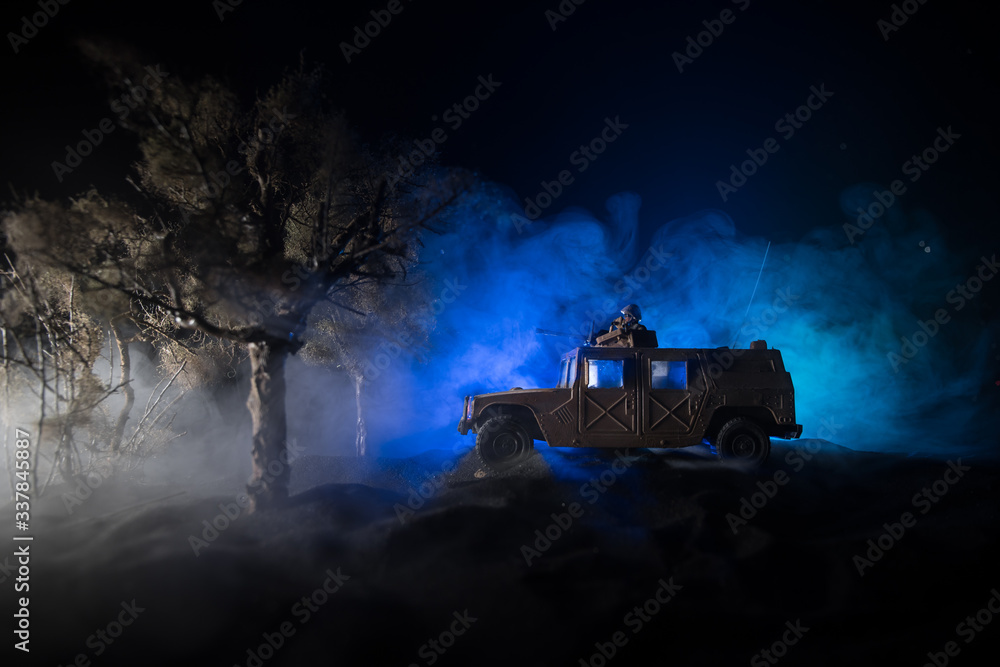 War Concept. Battle scene on war fog sky background, Fighting ...