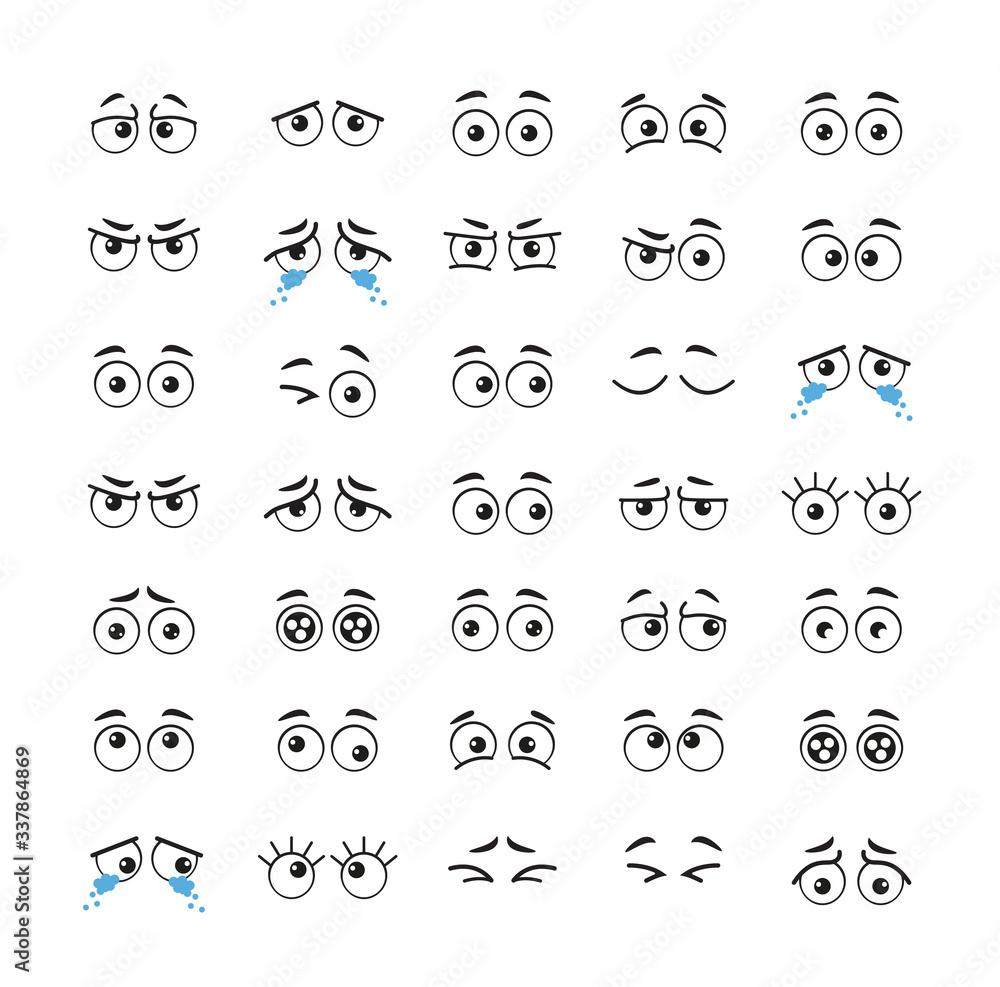 Cartoon emotion eye isolated set collection. Vector flat graphic design ...