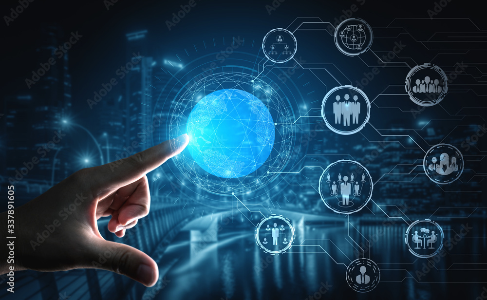 People network and global communication concept. Business people with ...