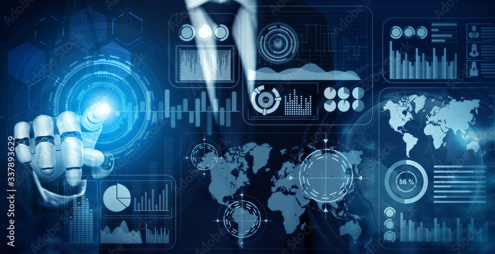 3D Rendering futuristic robot technology development, artificial ...