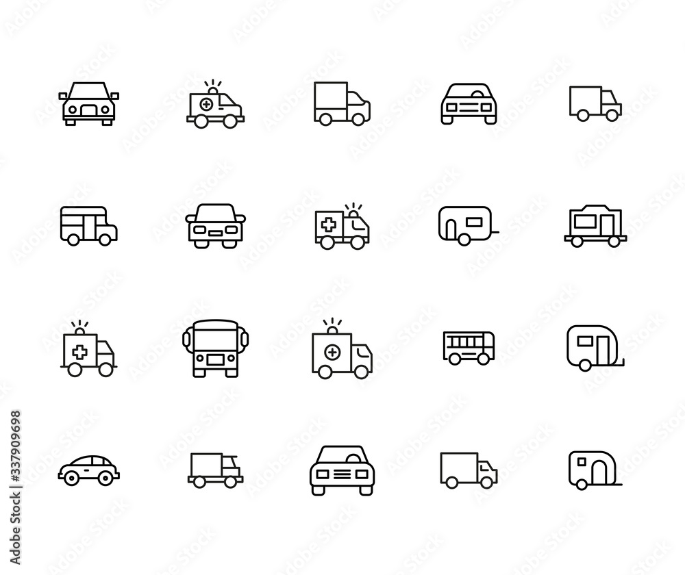 Car line icons set. Stock Vector | Adobe Stock