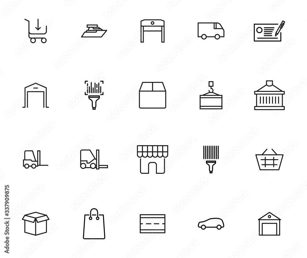 Simple set of commerce icons in trendy line style. Stock Vector | Adobe ...