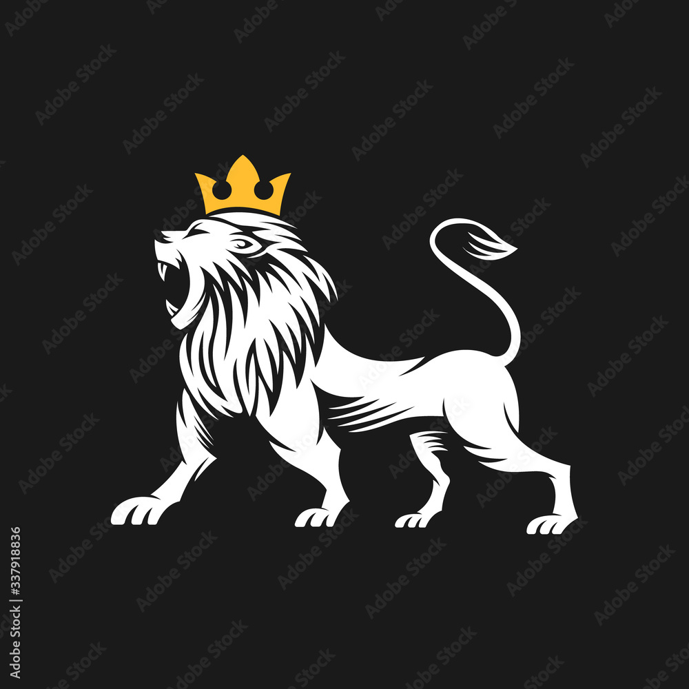 Roaring Lion Logo Vector Design Illustrator. Luxury Roaring Lion Head ...