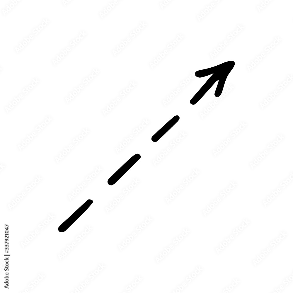 Black straight dotted arrow vector icon. Hand-drawn vector illustration ...