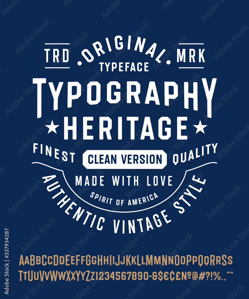 Vintage Typeface "Typography Heritage". Original Letters and Numbers ...