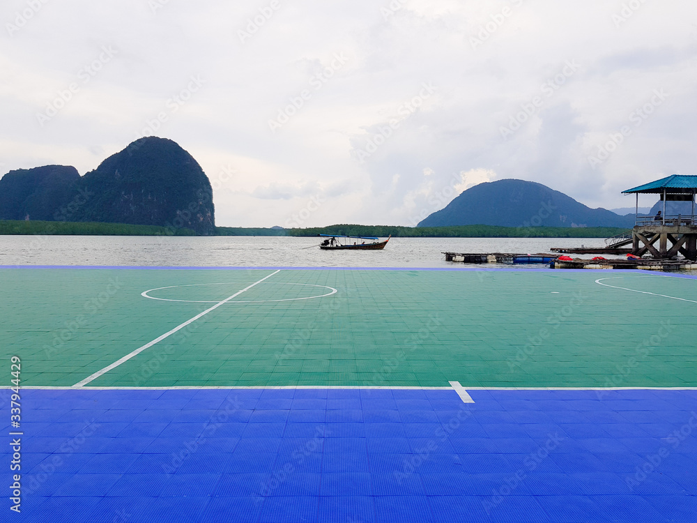Floating football pitch surrounded by water opens at the island of ...