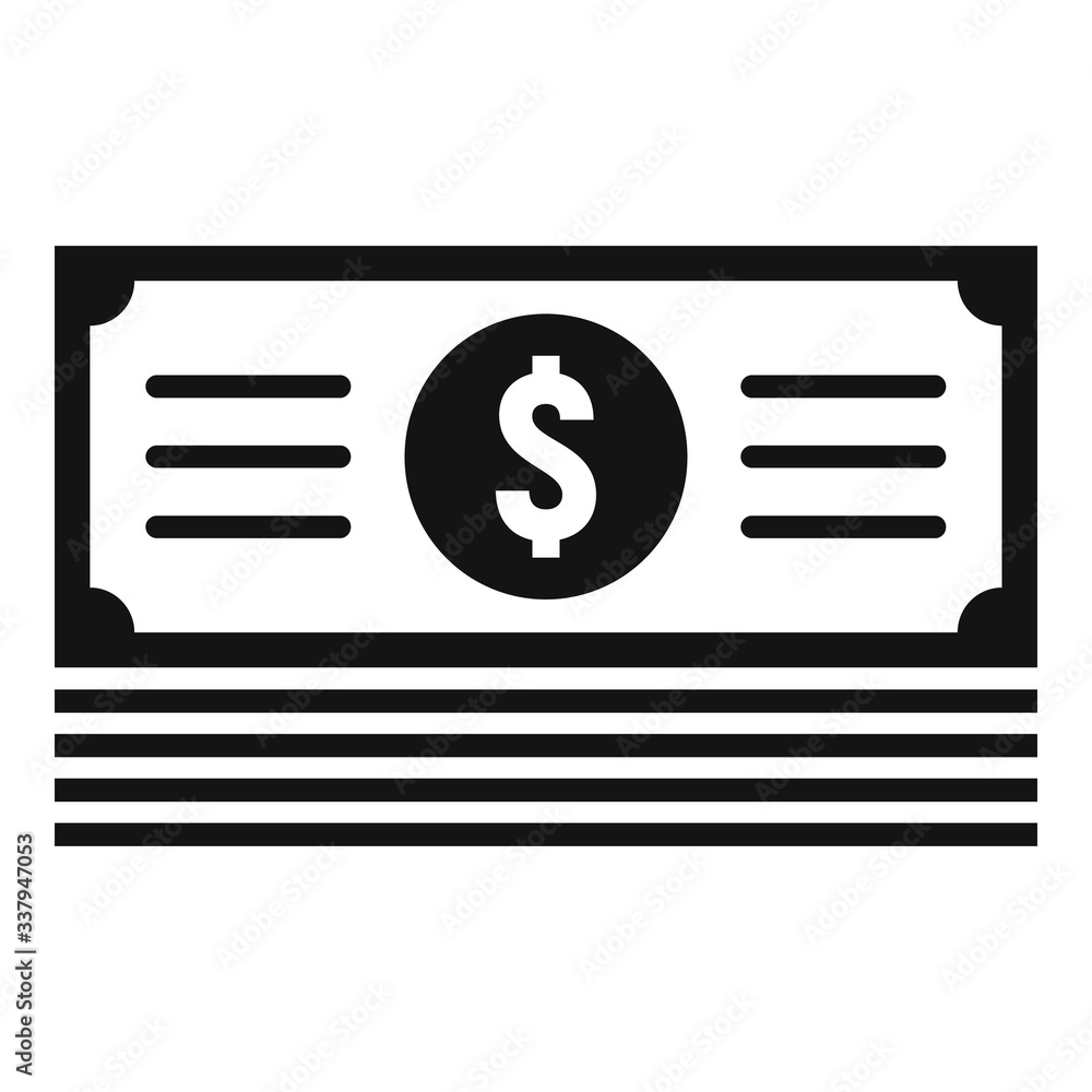 Cash stack icon. Simple illustration of cash stack vector icon for web ...