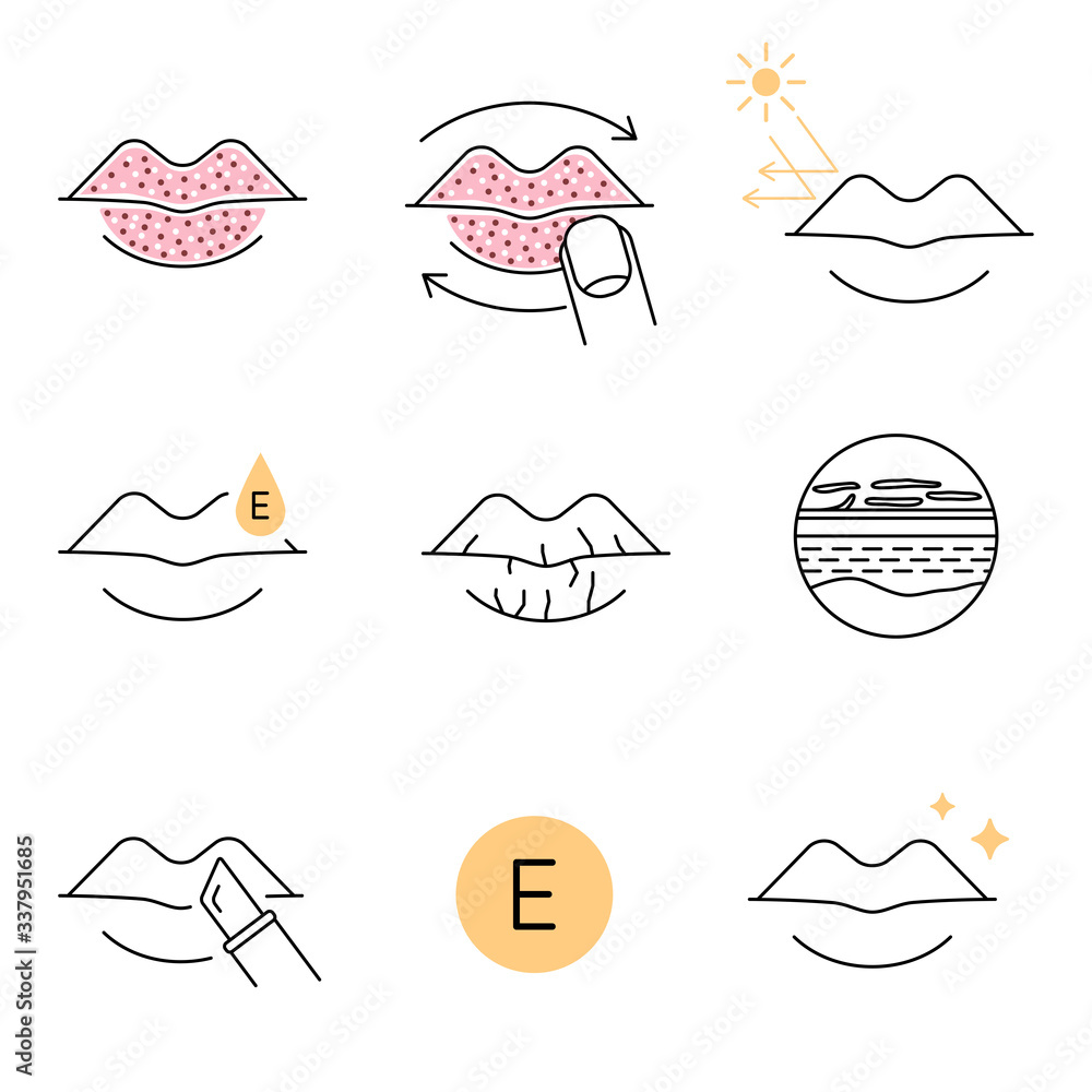 Lip treatment and care vector icons set Stock Vector | Adobe Stock