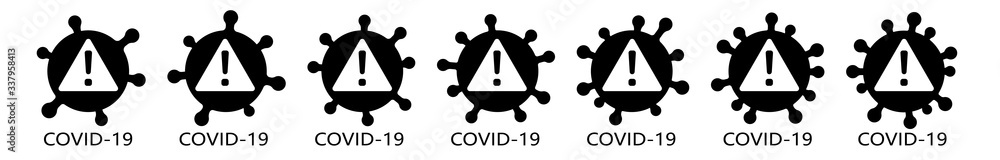 Coronavirus 2019-nCoV set. Corona virus attention icon exclamation mark ...