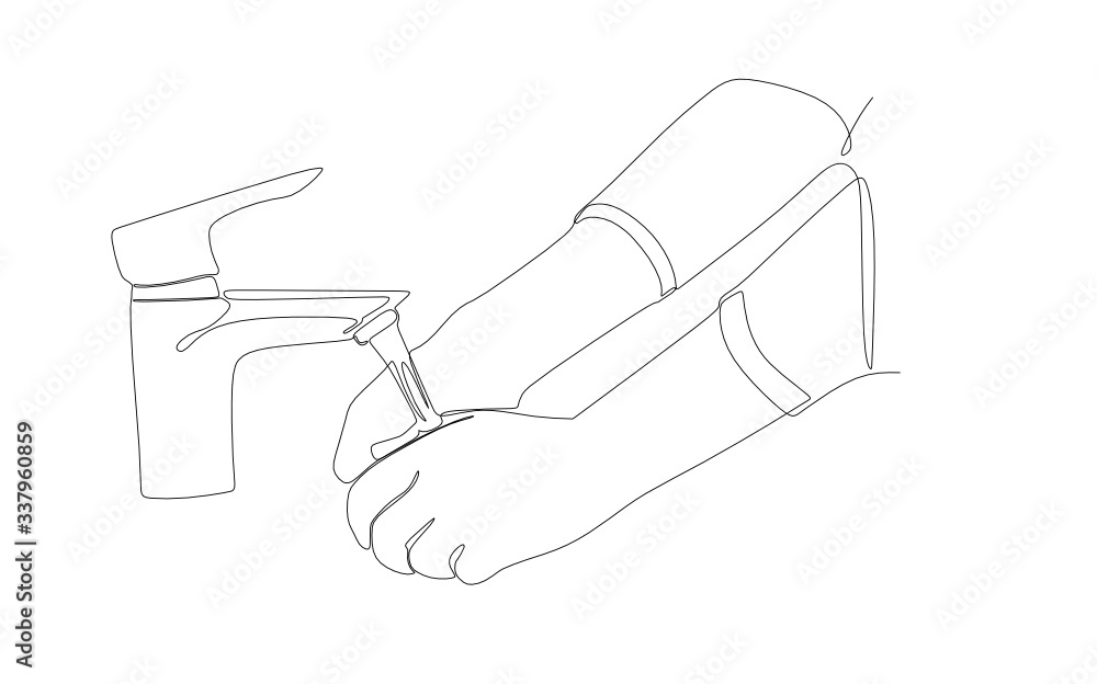 Step One of Seven when washing hand is applying water to the hands. One ...