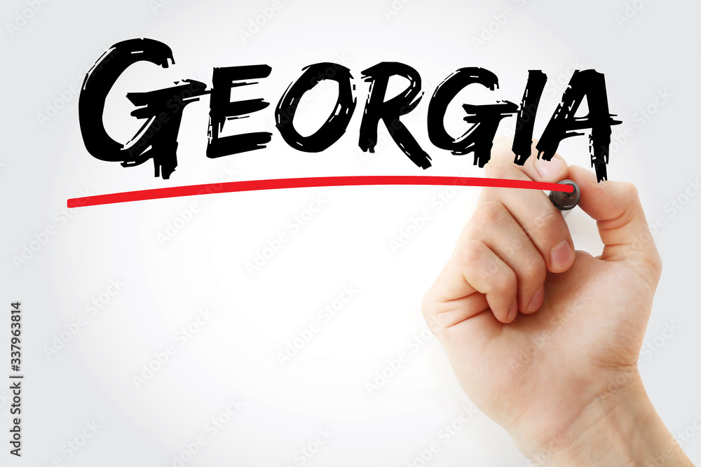 Georgia text with marker, concept background Stock Photo | Adobe Stock