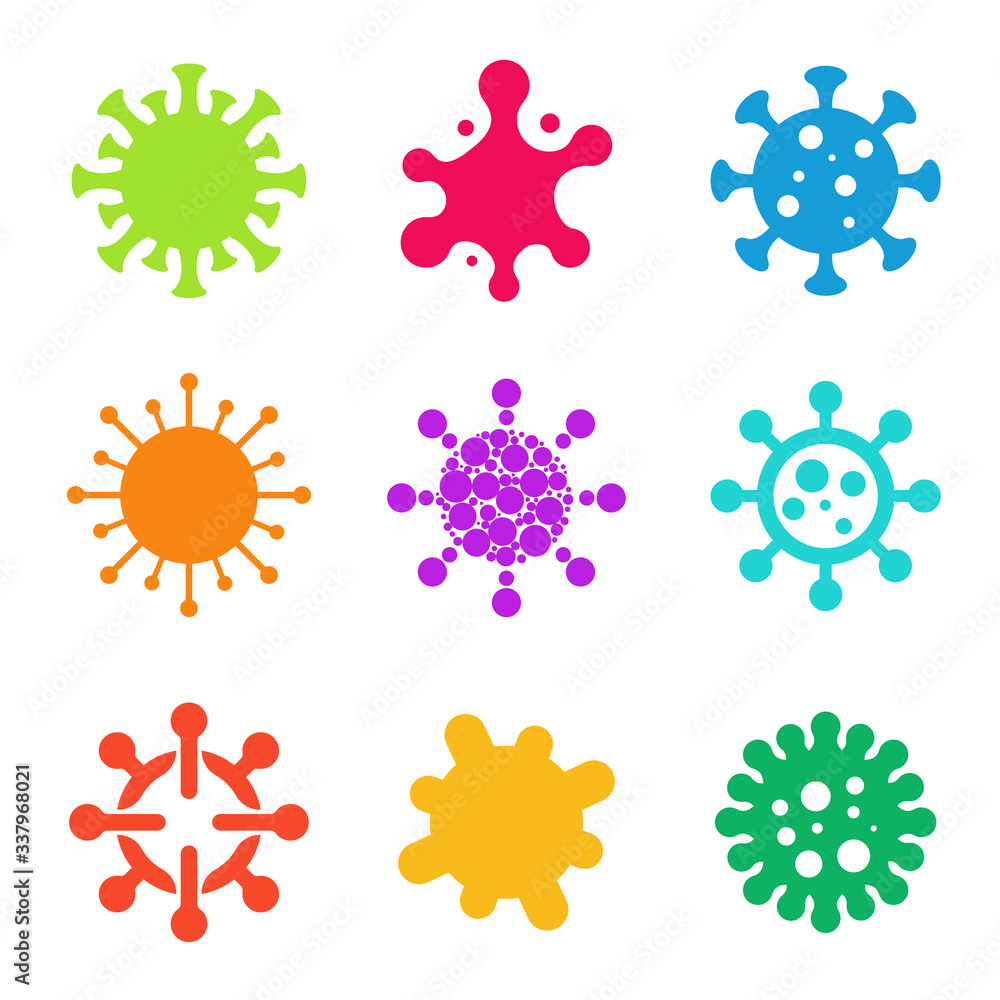 Collection chinese coronavirus bacteria shapes. COVID-19 design concept ...