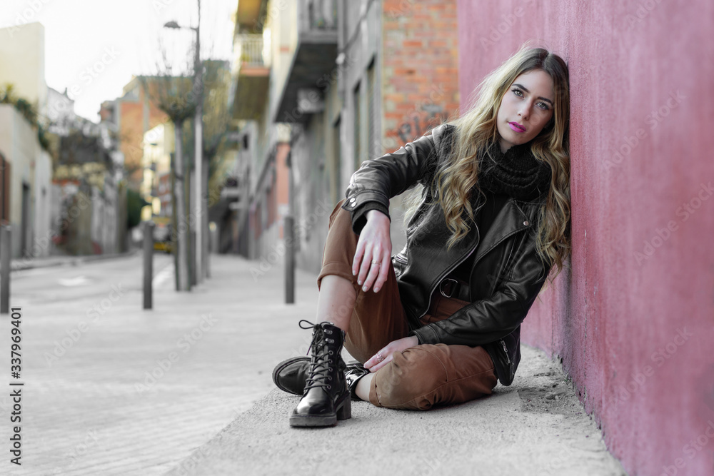 Young millennial female fashion and lifestyle model wearing urban ...