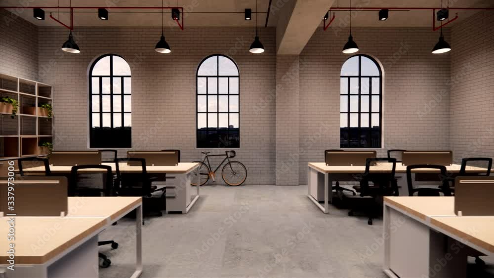 Interior Empty Modern Loft Office open space modern office footage ...
