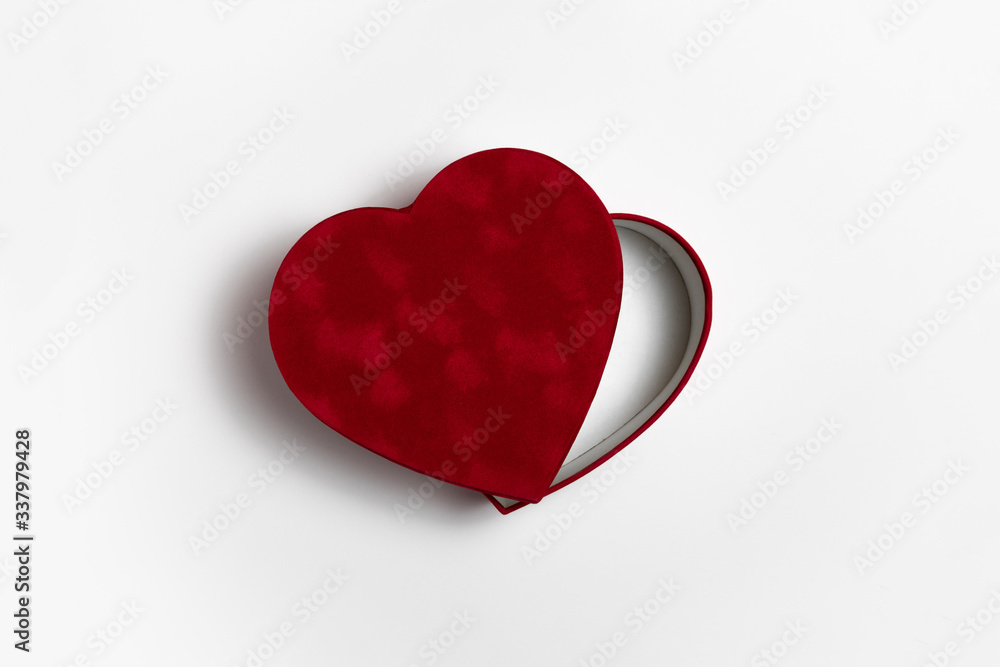 Red Heart Box for Valentine's day or special day in love concept. Open ...