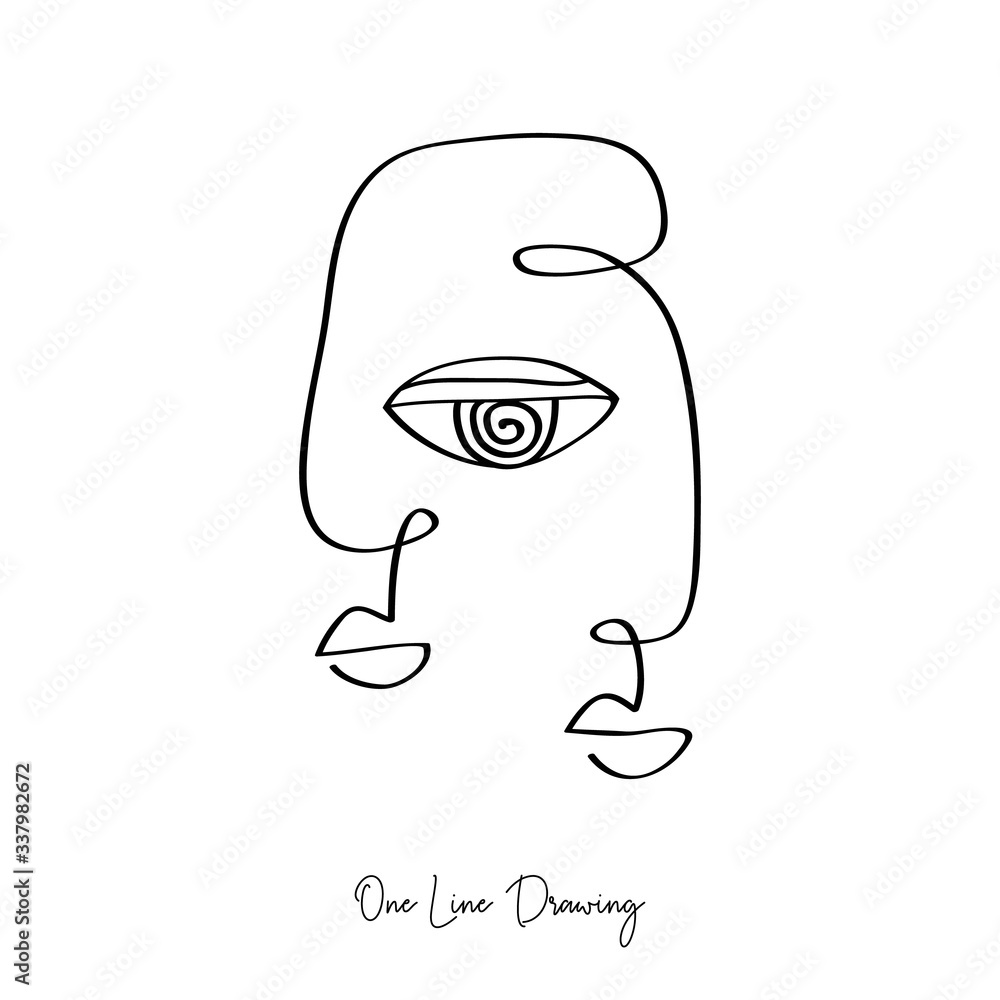 Fashion One line drawing two faces Stock Vector | Adobe Stock