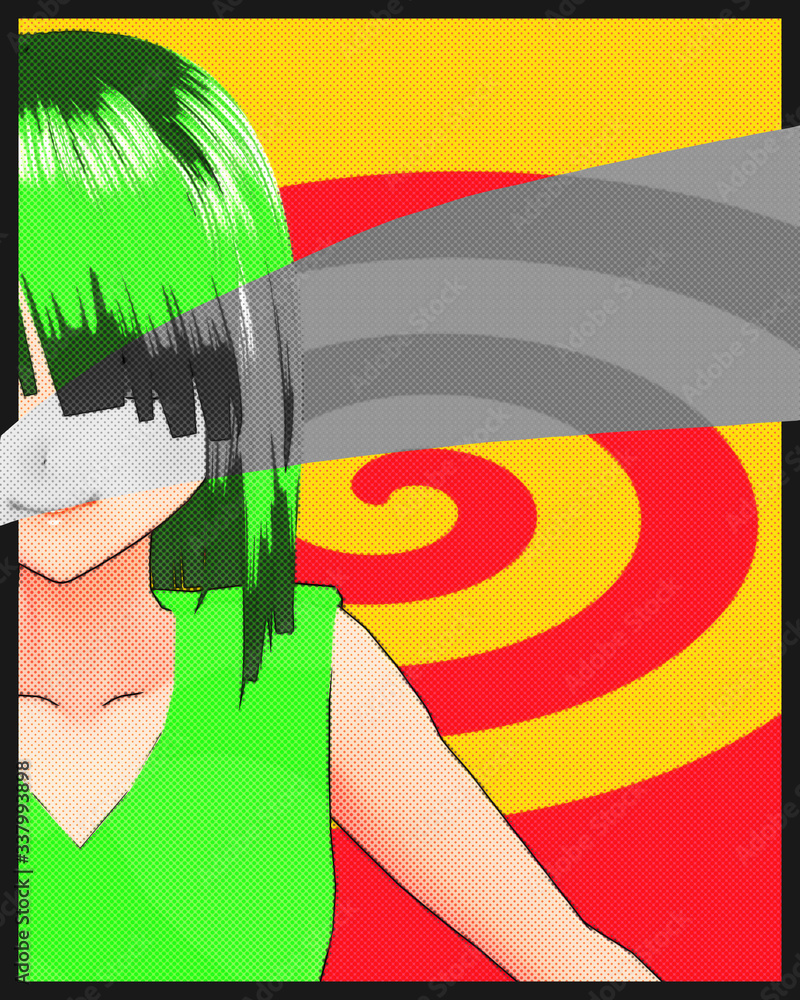 Anime Girl Cartoon Character Japanese Girl with Comic Effect with a ...