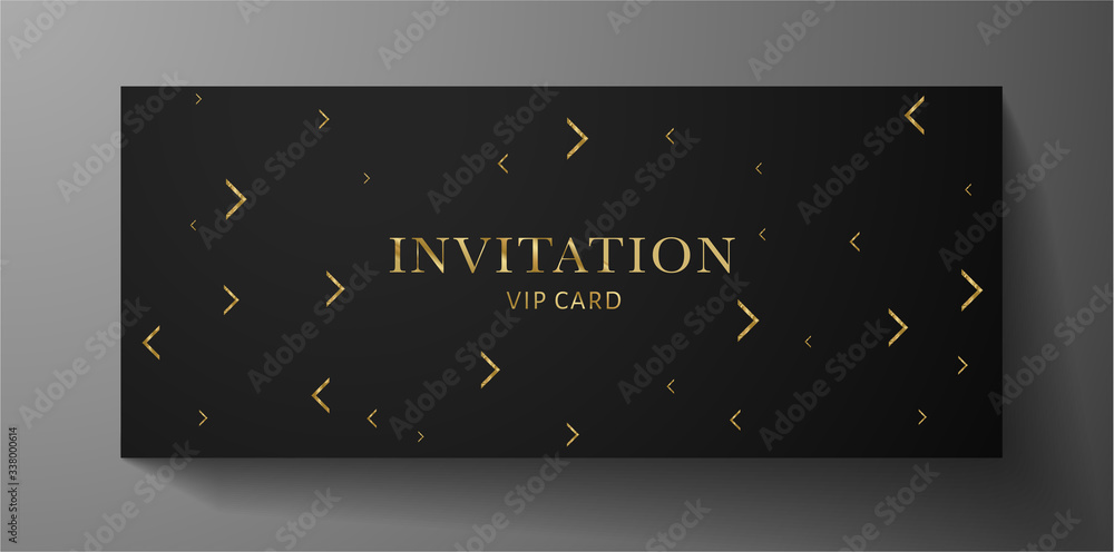 Vecteur Stock Luxury VIP invite event card template with gold lines on ...