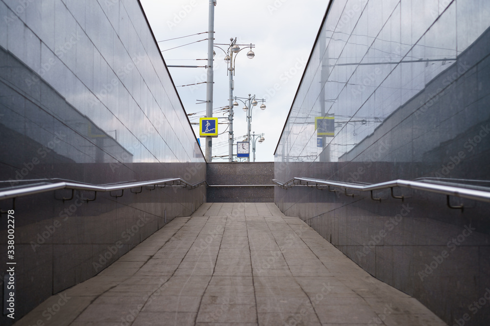 Futuristic ramp for sedentary groups of population. Underground ...