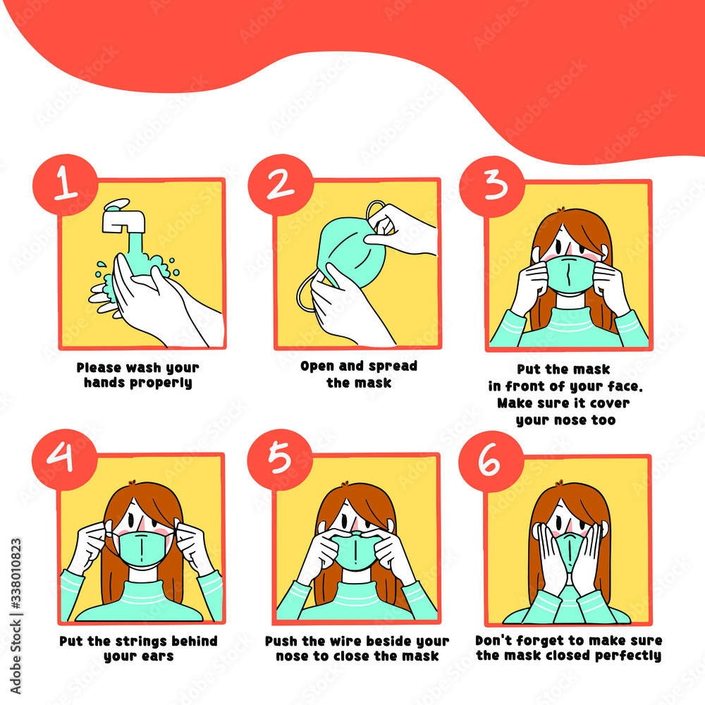 How to Use Mask Properly Guide Vector Illustration Female Version Stock ...