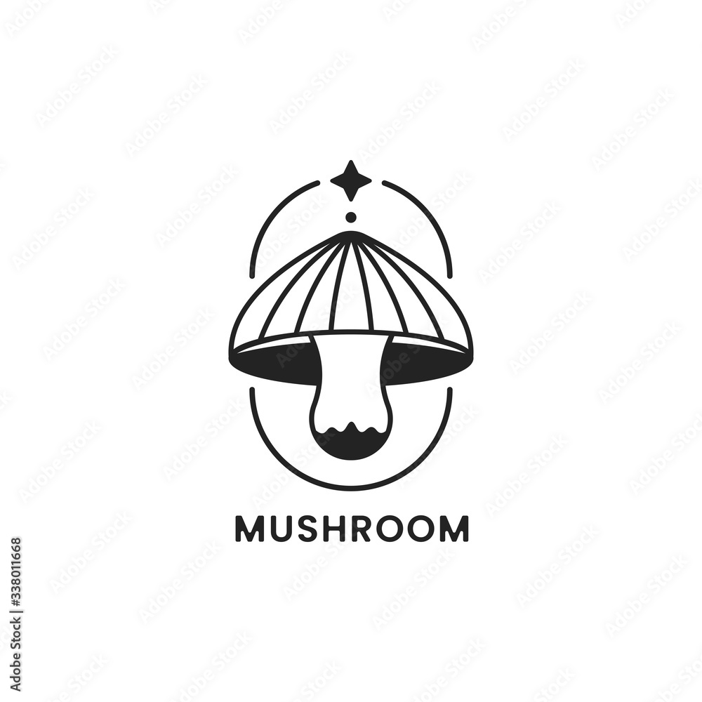 Mushroom logo on white background. Mushroom line icon. Outline symbol ...