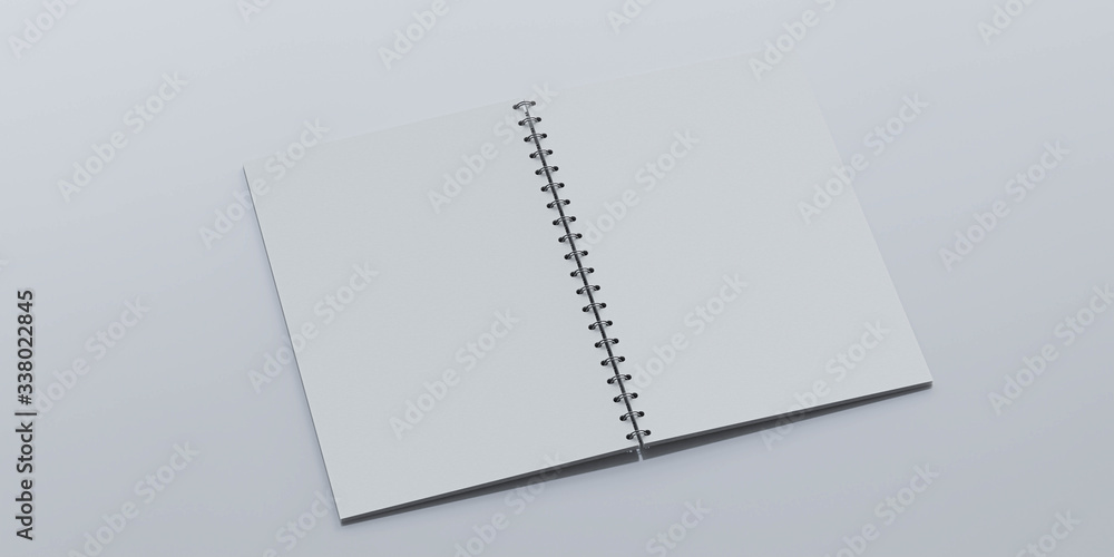 Open blank note book on white desk copy space empty blank to add your ...