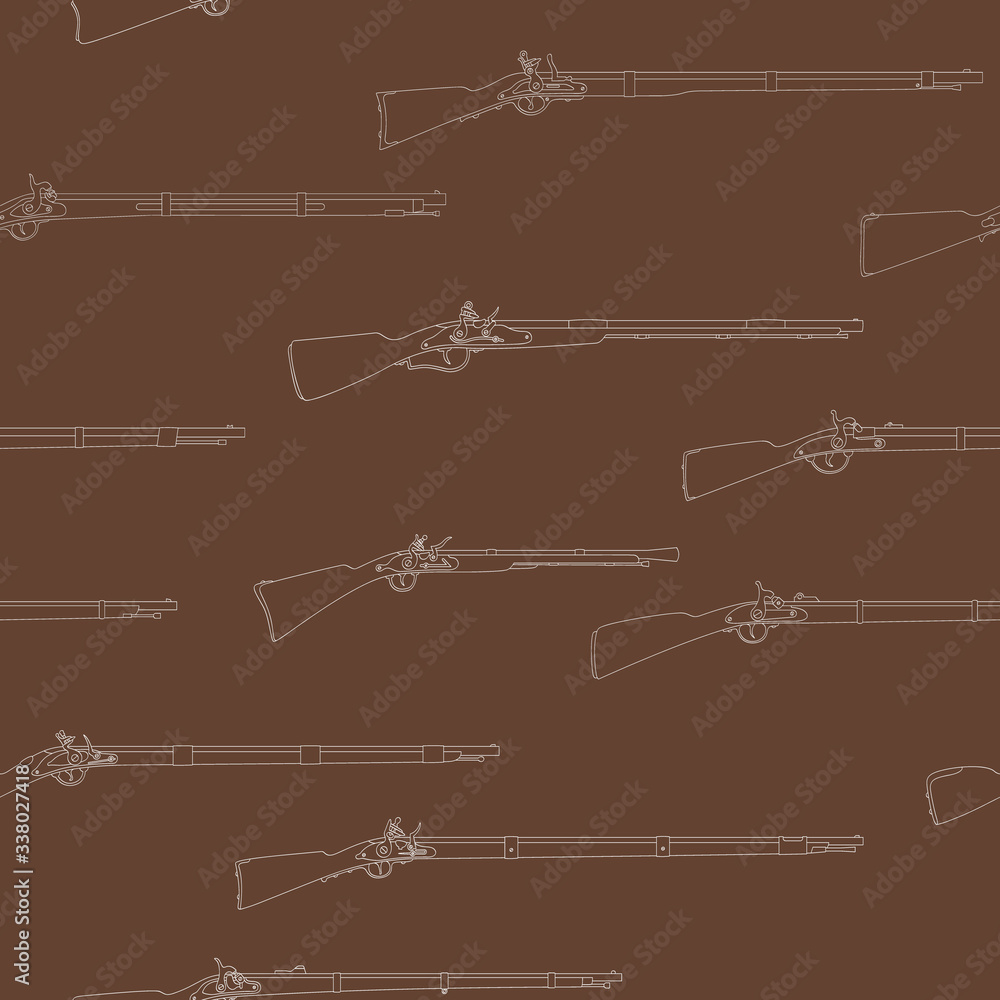 Seamless vector pattern with Antique Rifles Stock Vector | Adobe Stock