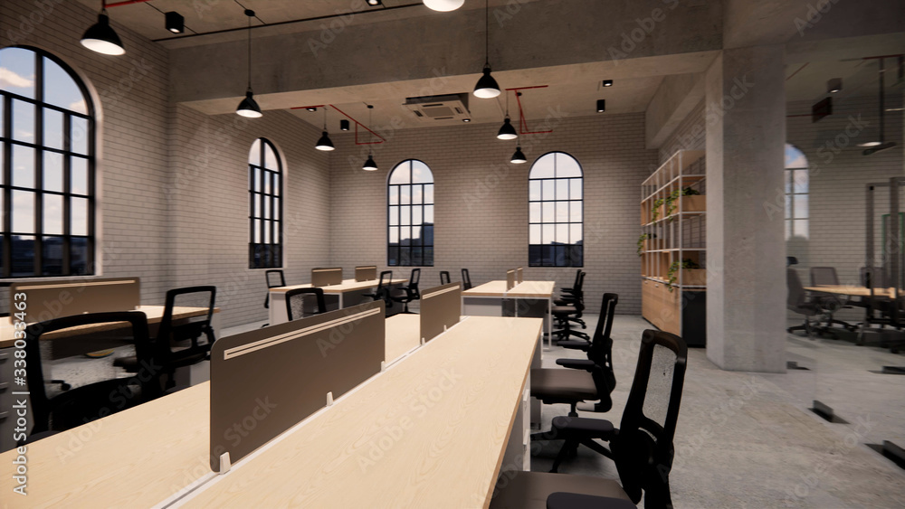 Interior Empty Modern Loft Office open space modern office footage ...