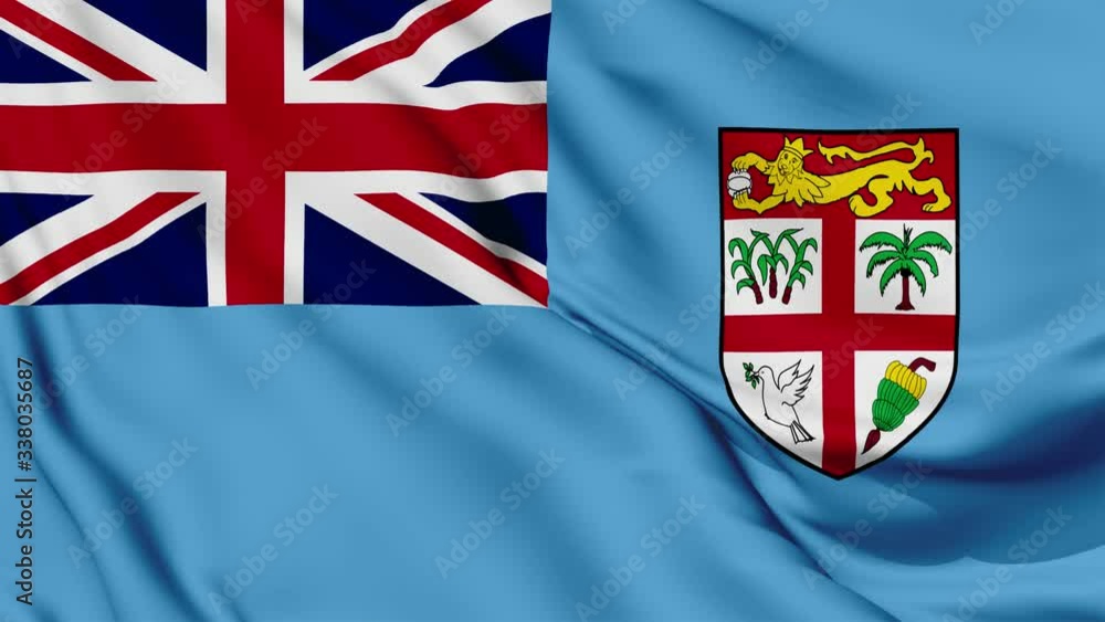 republic of Fiji flag is waving 3D animation. republic of Fiji flag ...
