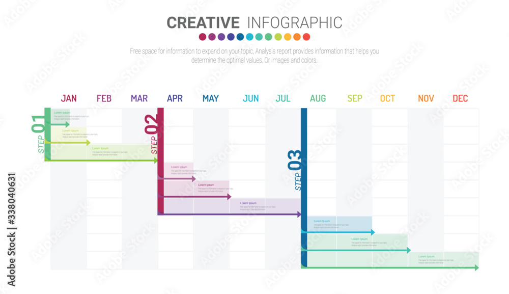 Presentation graph, Business infographics template for 12 months, 1 ...