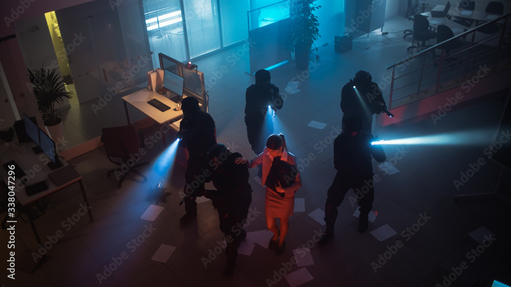 Masked Squad of Armed SWAT Police Officers Rescue a Female Hostage in a ...