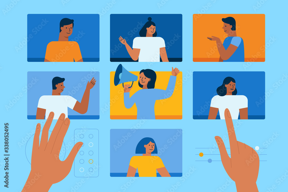 Vector illustration in simple flat style with chatacyers - video ...
